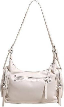 Generic Sac &agrave; bandouli&egrave;re Y2K en polyur&eacute;thane avec plusieurs poches pour femme - Sac &agrave; bandouli&egrave;re pour voyage, shopping, usage quotidien, blanc, 300*110*200m