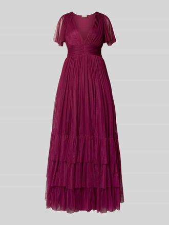 Lace & Beads Abendkleid mit tiefem V-Ausschnitt