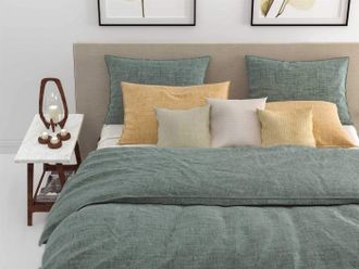 Zo!Home ZO! HOME Cotton Bettw&auml;sche 155x220 cm Lino Emerald Green gr&uuml;n meliert Uni