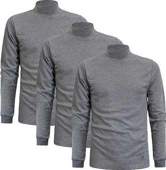Sergio Tacchini Pull &agrave; col roul&eacute; pour Hommes Chaud Coton Pull Demi-col, Lot de 3 Gris M
