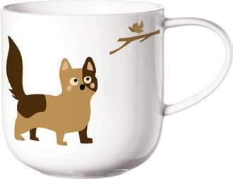 ASA Coppa Hunting Cats Henkelbecher Fine Bone China Weiß 0,4l, Größe: 9,2cm x 9,5cm, 19441014