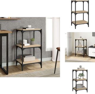 vidaXL Bücherregal Sonoma-Eiche 40x33x70,5 cm Holzwerkstoff und Stahl - BucheRegal - Industrielles Regal - Regal Wohnzimmer - Holzregal - Eichefarbenes Regal