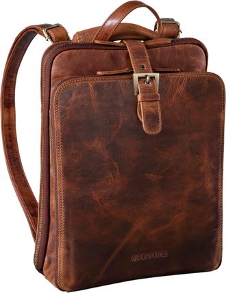 STILORD Vienna Rucksack Tasche aus Leder - Praktisches 3-in-1 Konzept als Rucksack Handtasche Umhängetasche - Großer Daypack aus Echtem Vintage Leder, Farbe:k