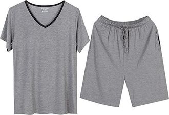 Generic ARTRAY Ensemble de pyjama ample &agrave; manches courtes pour homme - Pantalon de pyjama en modal extra doux et confortable - Col en V avec cordon de serrage