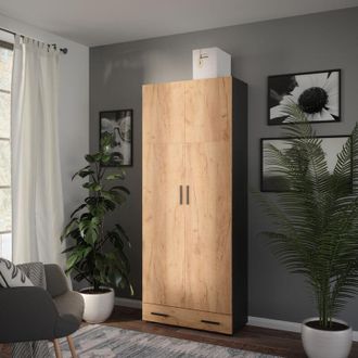 Vicco Armoire universelle Ingo, Anthracite/ch&ecirc;ne dor&eacute;, 80x201.2cm avec module de tiroir, Vicco