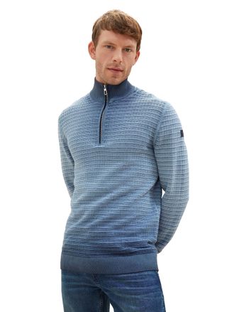 Tom Tailor Herren 1038204 Washed Look Troyer Strickpullover aus Baumwolle, 10668-sky Captain Blue, XXL