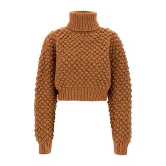 Dolce & Gabbana Alpaka-Mischung Rollkragenpullover - - Knitwear - Damen - Braun - XS