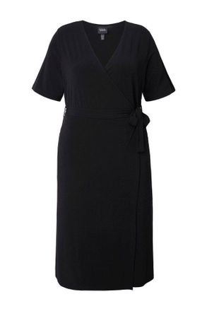Ulla Popken Maxikleid Midi-Wickelkleid A-Linie V-Ausschnitt Halbarm