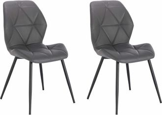 SVITA Jamie lot de 2 chaises de salle &agrave; manger chaises rembourr&eacute;es sans accoudoirs simili cuir gris - Svita
