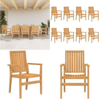 vidaXL Gartenst&uuml;hle 8 Stk. Stapelbar 56,5x57,5x91 cm Massivholz Teak - Stapelbarer Gartenstuhl - stapelbare Gartenst&uuml;hle - Home & Living