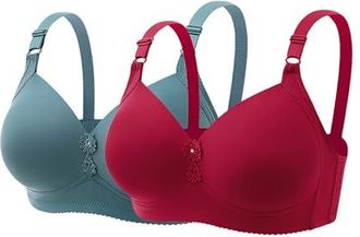 Generic Ensemble bustier pour femme - Bretelles r&eacute;glables - Couverture compl&egrave;te - Soutien-gorge confortable sans armatures - Soutien-gorge sans armatures, rou