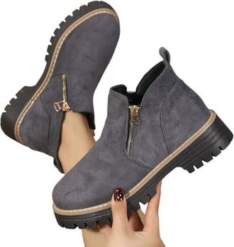 Onsoyours Bottes pour Femme Bottines Hiver Chaussure Cheville Botte A Gris 37 EU