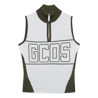 GCDS Band-Logo Halb-Rei&szlig;verschluss-Oberteil - - Tops - Damen - Mehrfarbig - S