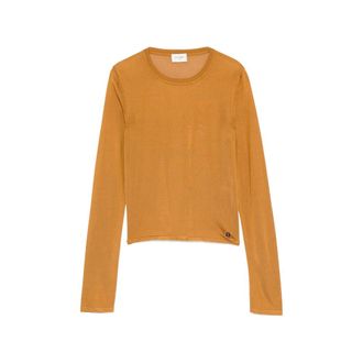Saint Laurent Cassandre Sheer Top In Knit