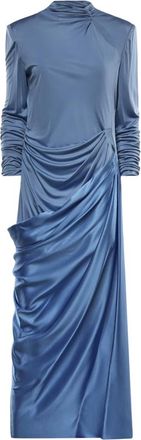 Valentino Garavani Femme, Robes, Bleu, Taille: 38 FR Robe Midi Cady Couture avec Plumes