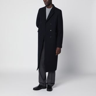 Prada Blue double-breasted virgin wool overcoat