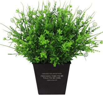 Generic 1 Stück künstliches Gras, wiederverwendbar, aus Kunststoff, für Haus, Hochzeit, 5 Zweige, Simulation, Pflanze, DIY, Dekoration, grün, langlebig