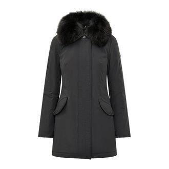 Peuterey Femme, Manteaux, Noir, Taille: 40 FR Manteau &agrave; Capuche Bord&eacute;e de Fourrure