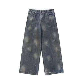 Generic Jeans Baggy Hip hop pour Hommes Skater &agrave; Jambe Large Y2K Streetwear Pantalons en Denim D&eacute;contract&eacute;s Coupe Loose Jean Vintage Dance Skateboard Pantalon