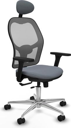 Piqueras y Crespo Ergonomischer Computerstuhl mit 3D-Armen, h&ouml;henverstellbarer Lendenwirbelst&uuml;tze und festem Kopfteil, ausgestattet mit Syncro/Traslack und injiziertem 