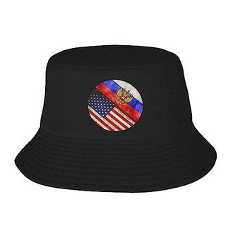 Generic Chapeau De Seau Drapeau R&eacute;tro Am&eacute;ricain Et Russe Chapeaux De Soleil De Plage Pliable Mode Bonnet De Soleil, pour De P&ecirc;che, Plage, Sports, 56-58cm