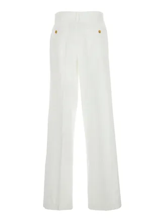 Polo Ralph Lauren Womens Trousers With Front Pleats, White Cotton