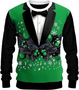 Generic Chemise de No&euml;l fantaisie pour homme - Imprim&eacute; num&eacute;rique - Rouge - Bouton festif avec motif sapin de No&euml;l et flocons de neige - Pour f&ecirc;tes de No&euml;l, co