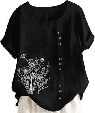 Generic Promo du Jour Tee Shirt Femme Taille M Veste Legere Chic Ete Habill&eacute;e pour Mariage Chemise Slim Fit Moche De Noel Chemisier Coton Cowboy T Noir Dentel