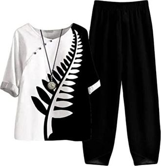 TOMWELL Survêtements Femme Outfit Ensemble de Survêtement 2 Pièces Jogging Sportswear Imprimé Floral Haut et Pantalon Tenue de Sport Décontracté Streetwear A 
