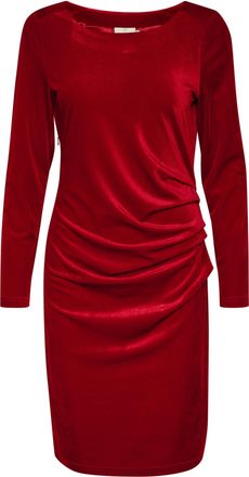 Kaffe Damen Damenkleid über Knielänge, reguläre Passform, Lange Ärmel, Bootsneck Kleid, Hoch Rot, X-Large