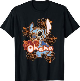 Disney Lilo & Stitch Ohana Orange Hibiscus T-Shirt