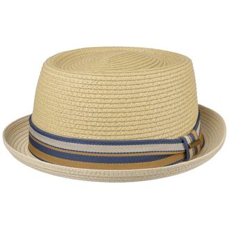 Stetson Licano Toyo Pork Pie Strohhut Herren Aus 100% Papierstroh UV-Schutz 40 Leichter Sommerhut Mit Hutband Integriertem Sonnenschutz Fr&uuml;hling Sommer Natur 