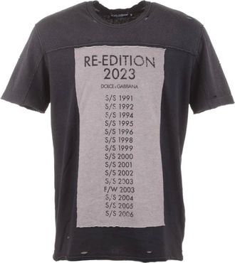 Dolce & Gabbana Homme, Tops, Noir, Taille: M T-shirt Manches Courtes Re-Edition