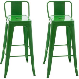 Clp Ensemble de 2 tabourets hauts avec dossier m&eacute;tallique de style industriel dans diff&eacute;rentes couleurs colore : VERT