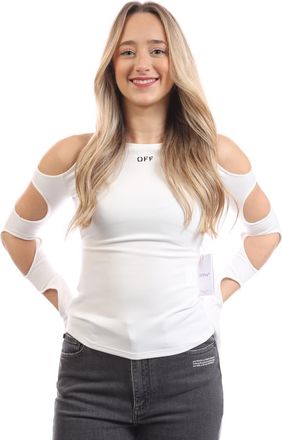 Off-white Off White - Sleek Oberteil f&uuml;r Damen, Ausschnitt, Lang&auml;rmlig (Wei&szlig;/Schwarz)