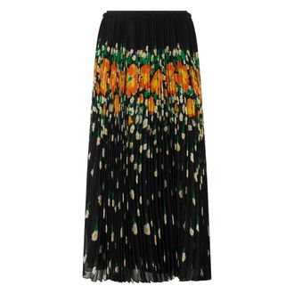 Red Valentino Langer Faltenrock mit Blumenmuster - - Skirts - Damen - Schwarzk - XS