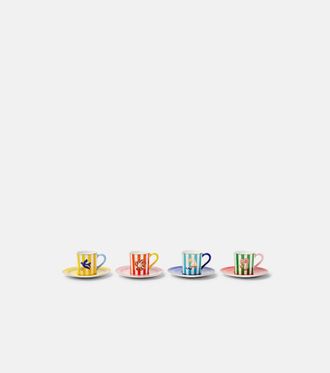 Jonathan Adler Set de 4 tasses &agrave; espresso et soucoupes Playa en porcelaine