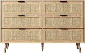 Habitat et Jardin Kommode aus Holz und Rohrgeflecht Preston - 120 x 40 x 75 cm - Beige