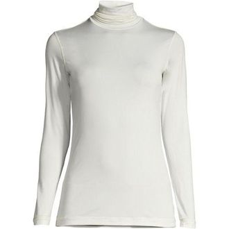 Lands End Funktionsshirt mit Rollkragen THERMASKIN, Damen, Gr&ouml;&szlig;e:52-54 plus, Wei&szlig;, Polyester-Mischung, by Lands End