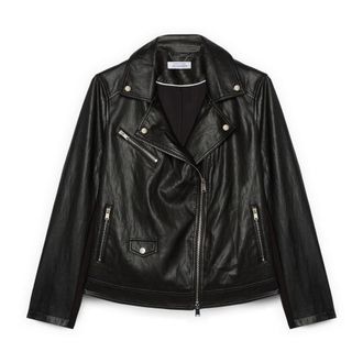 Fiorella Rubino Bikerjacke mit asymmetrischem Rei&szlig;verschluss - - Jackets - Damen - Schwarzk - 7XL