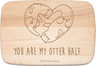 Mr. & Mrs. Panda Fr&uuml;hst&uuml;cksbrett Otter Herz - Geschenk, Liebe, Jahrestag, verliebt, Verlobung, Bessere H&auml;lfte, K&uuml;chenbrett, Love You, Fischotter