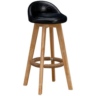 Generic Moderner Barhocker aus Massivholz mit R&uuml;cken- und Fu&szlig;st&uuml;tze, 360&deg; drehbarer K&uuml;chenthekenstuhl f&uuml;r Fr&uuml;hst&uuml;cks- und Hausbars, stilvoller Stehhocker 37 x