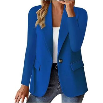 Generic Weather Blazer minimaliste solide &agrave; col &agrave; revers pour femme - Blazer d&eacute;contract&eacute; pour femme, bleu, 10XL