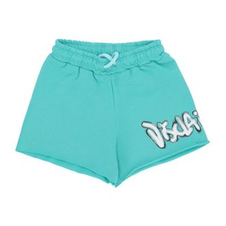 Disclaimer Logo Mint Shorts Elastischer Kordelzug Baumwolle - - Sport - Damen - Blau - L