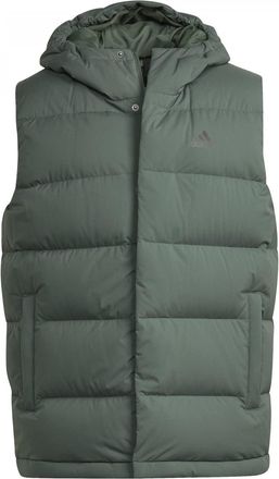adidas Herren Helionic Hooded Down Vest, Green Oxide, S