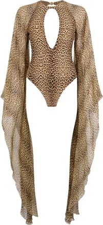 Roberto Cavalli Femme, Maillots de bain, Brun, Taille: 36 FR Maillot de bain une pi&egrave;ce B&eacute;b&eacute; imprim&eacute; Jaguar