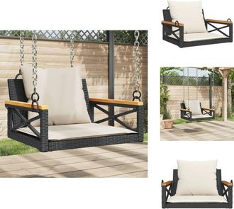 vidaXL Vidaxl - H&auml;ngesessel mit Kissen Schwarz 63x62x40 cm Poly Rattan - Gartenschaukel - Hollywoodschaukel - Gartenm&ouml;bel - Balkonm&ouml;bel - Lounge M&ouml;bel