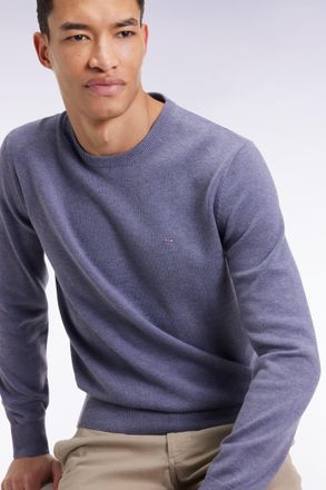 Eden Park Pull Col Rond En Laine Et Coton Bleu