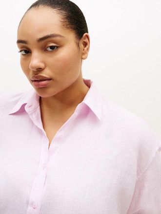Tommy Hilfiger Langarmbluse CRV ESS LINEN ROUND HEM SHIRT in gro&szlig;en Gr&ouml;&szlig;en, oversize