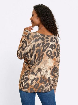 Heine Strickpullover Druck-Pullover Langarm Effektgarn, Feinstrick